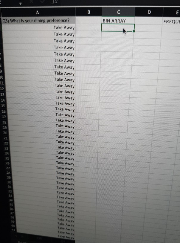 Solved when calculating frequency in excel what can i put as | Chegg.com