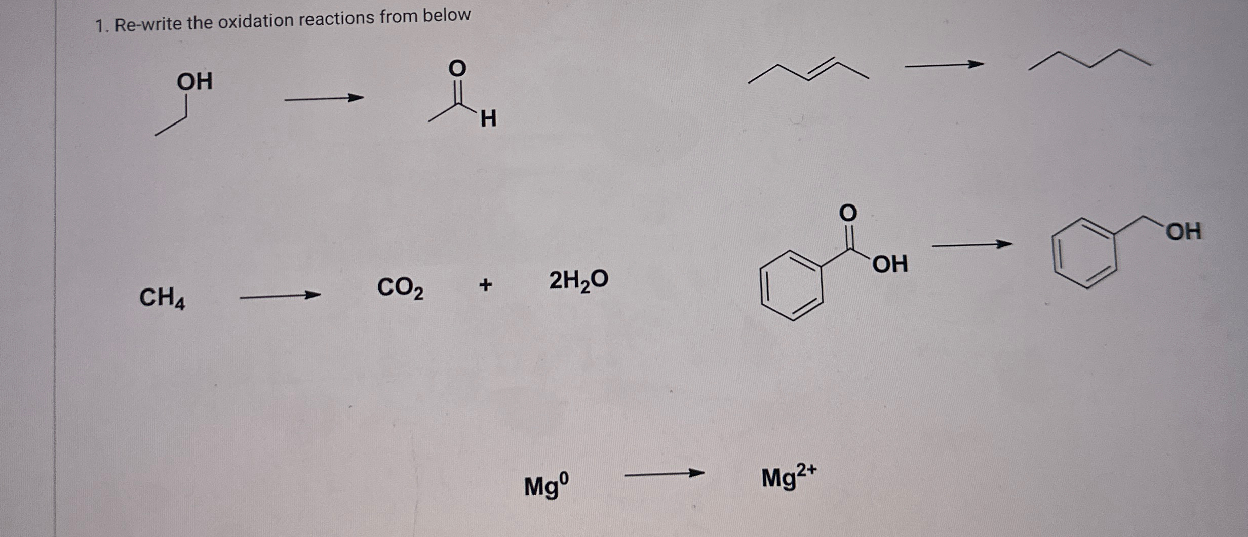 Solved Re-write the oxidation reactions from | Chegg.com