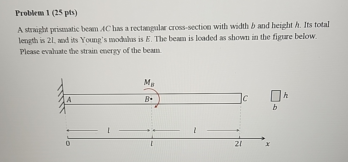 Solved Problem 1 (25 ﻿pts)A straight prismatic beam AC ﻿has | Chegg.com