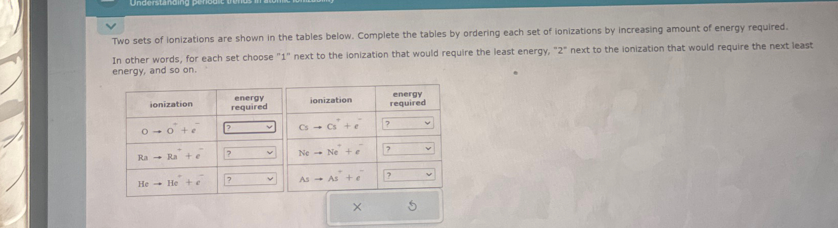 Solved Two sets of ionizations are shown in the tables | Chegg.com