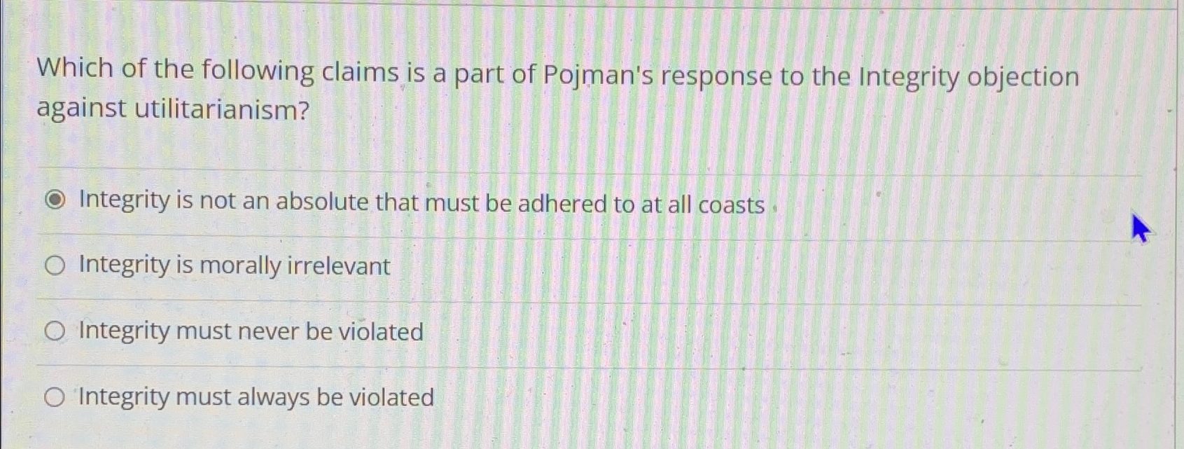 Solved Which of the following claims is a part of Pojman's | Chegg.com