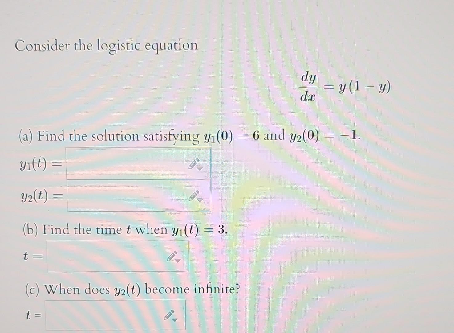 Solved Consider the logistic equation dxdy=y(1−y) (a) Find | Chegg.com