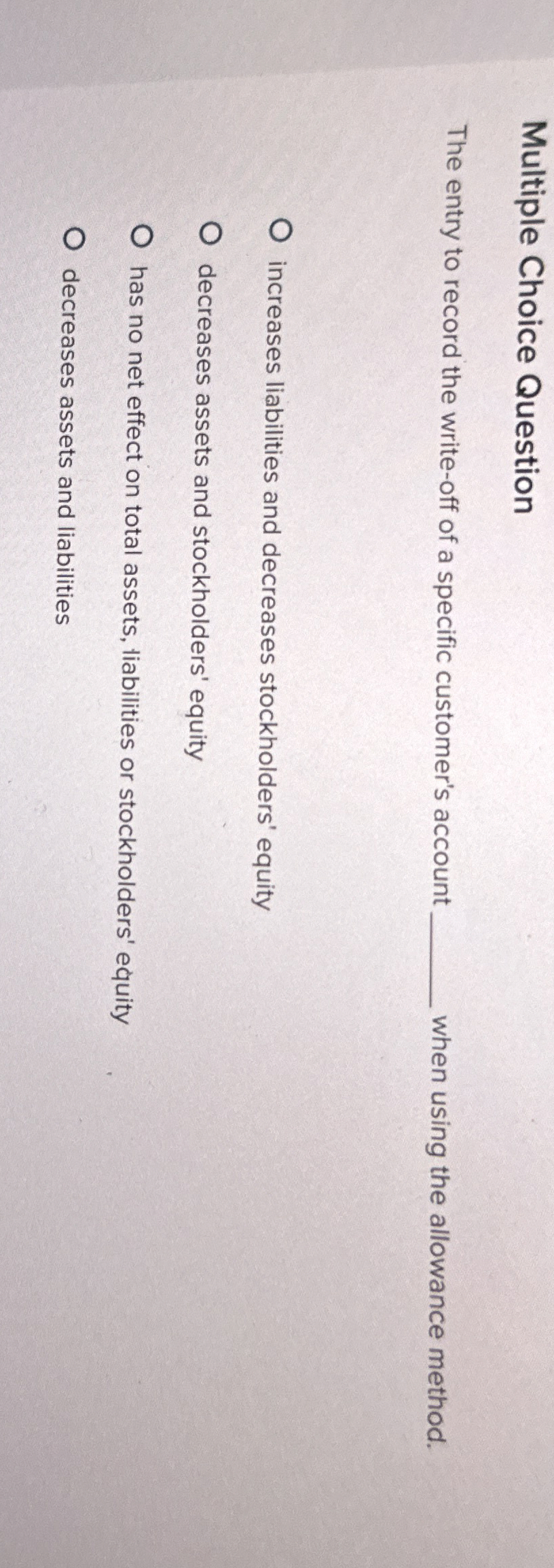 Solved Multiple Choice QuestionThe entry to record the | Chegg.com