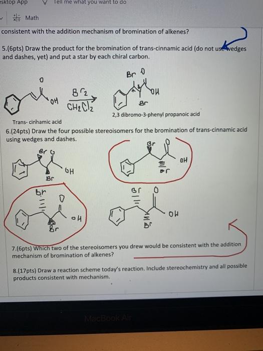 8.(17pts) Draw a reaction scheme today's reaction. | Chegg.com