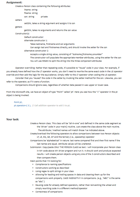 Solved Assignment: ﻿Create a Person class | Chegg.com