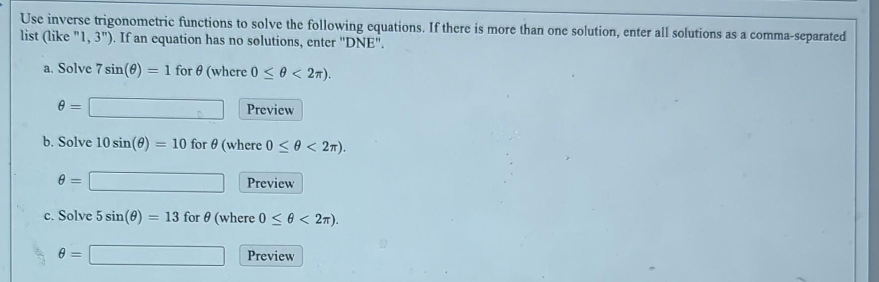 Solved Use inverse trigonometric functions to solve the | Chegg.com