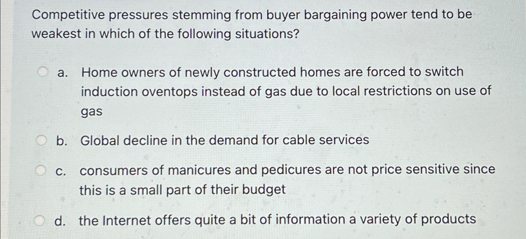 Solved Competitive pressures stemming from buyer bargaining | Chegg.com