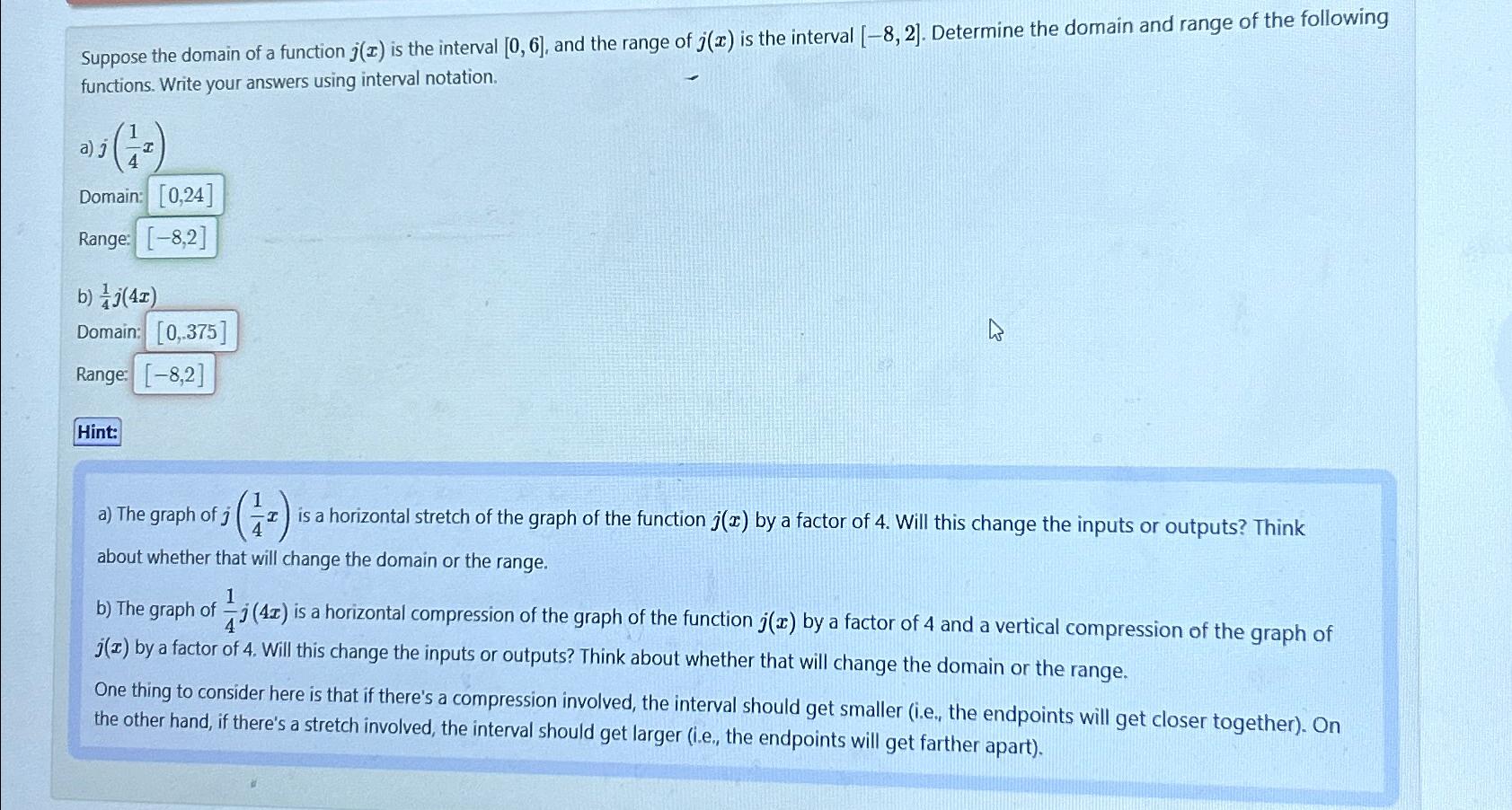 Solved Suppose the domain of a function j(x) ﻿is the | Chegg.com