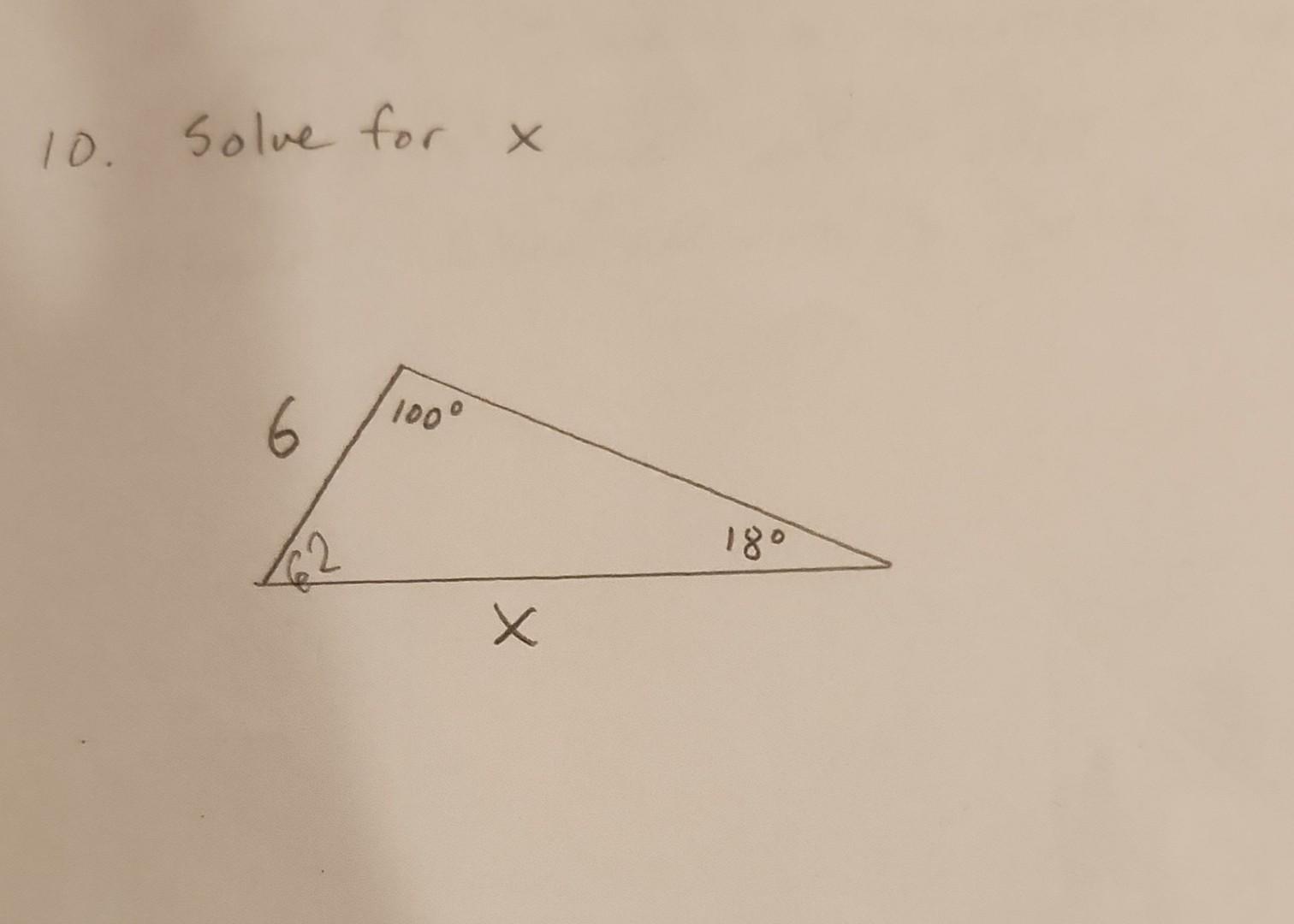 Solved 10. Solve for x | Chegg.com