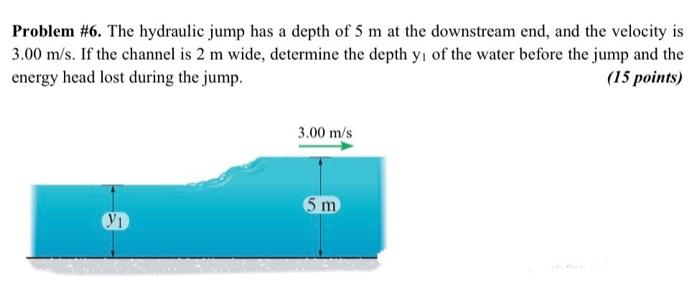 Solved Problem #6. The hydraulic jump has a depth of 5 m at | Chegg.com