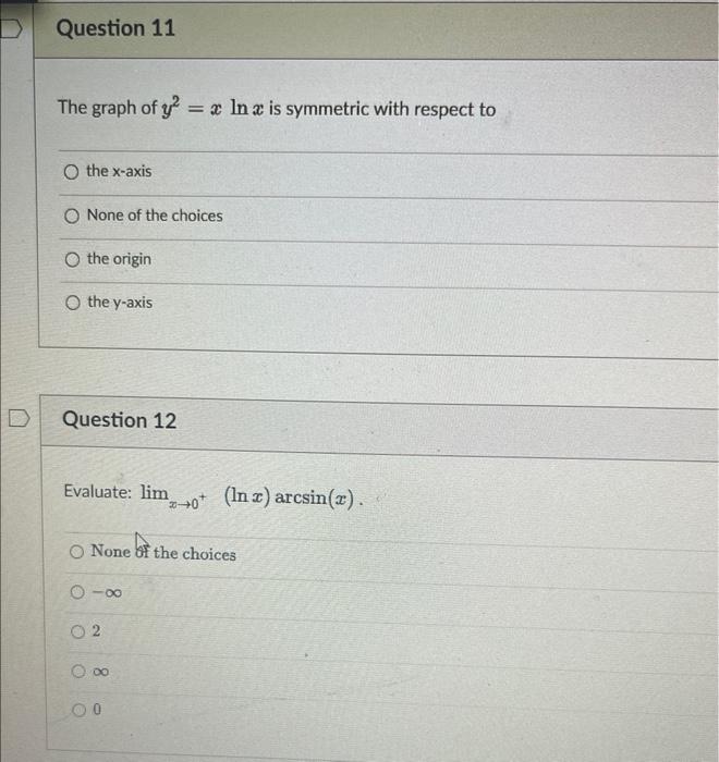 Solved The graph of y2=xlnx is symmetric with respect to the | Chegg.com