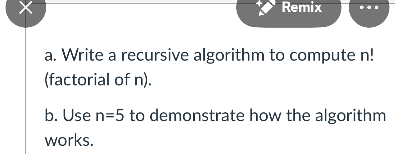 Solved Remix a. ﻿Write a recursive algorithm to compute \( | Chegg.com