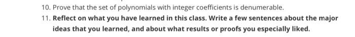 Solved 0. Prove that the set of polynomials with integer | Chegg.com