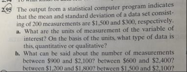 Solved 295 ﻿The output from a statistical computer program | Chegg.com