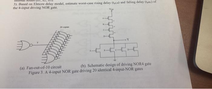 3). Based on Elmore delay model, estimate worst-case | Chegg.com
