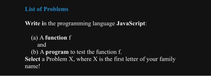Solved List Of Problems Write In The Programming Language 8528