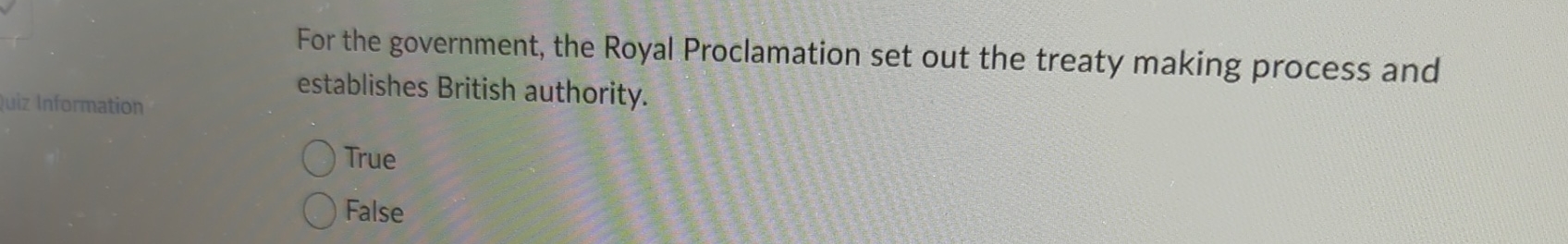 Solved For the government, the Royal Proclamation set out | Chegg.com