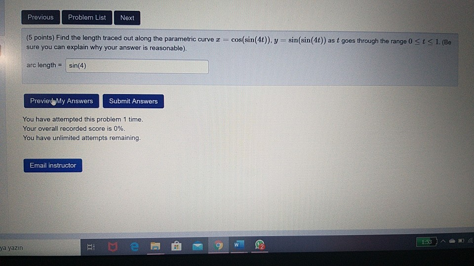 Solved Previous Problem List Next (5 points) Find the length | Chegg.com