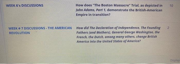 WEEK 6's DISCUSSIONS 10 How does "The Boston | Chegg.com