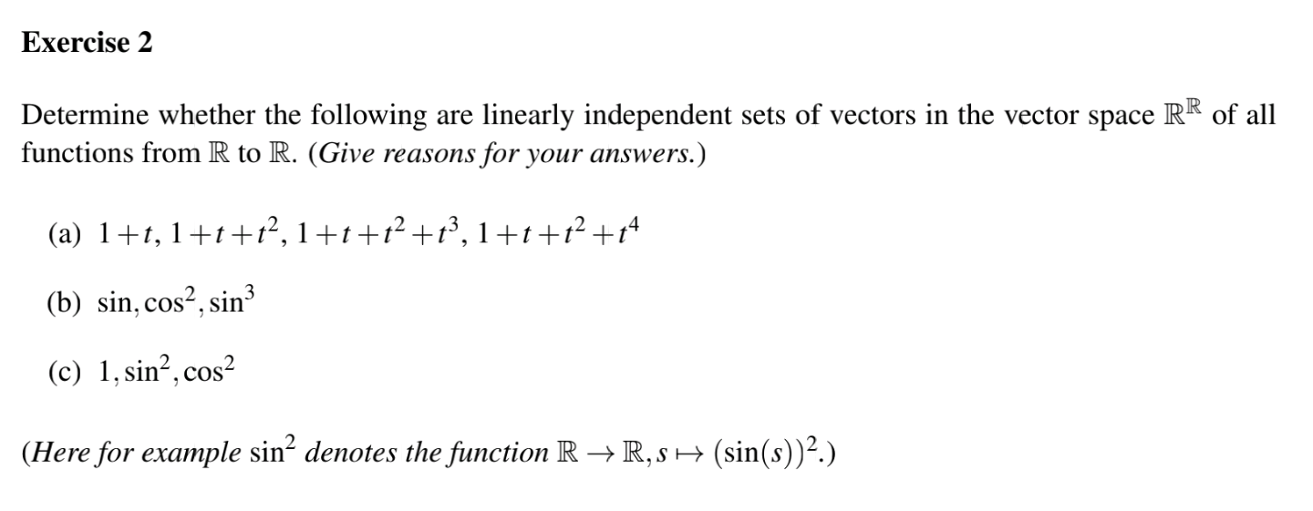 Solved Exercise 2Determine whether the following are | Chegg.com Solved Exercise 2Determine whether the following are | Chegg.com