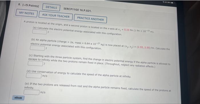 Solved A proton is located at the origin, and a second | Chegg.com
