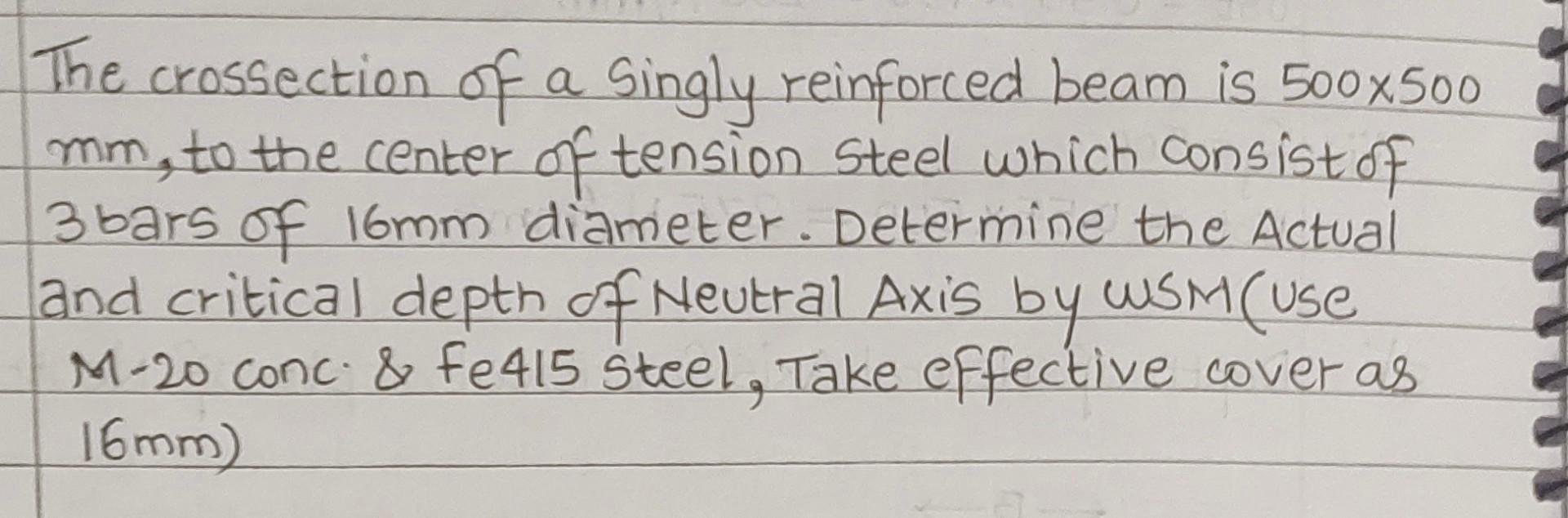 Solved The crossection of a singly reinforced beam is | Chegg.com
