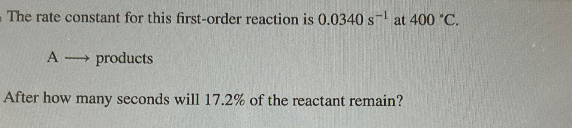 Solved The rate constant for this first-order reaction is | Chegg.com