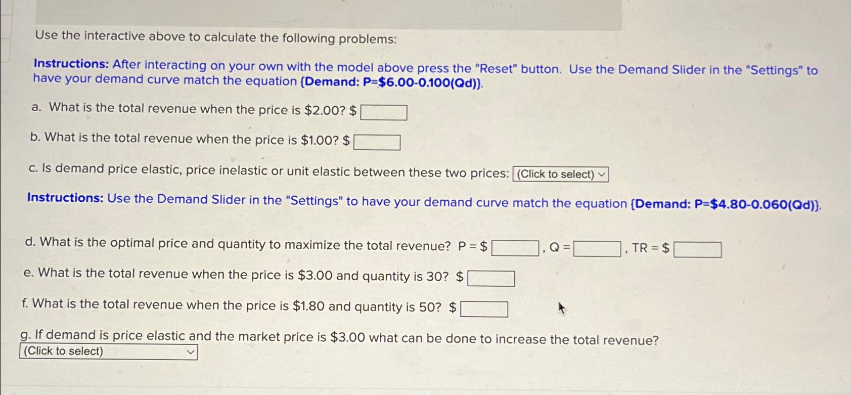Solved Use the interactive above to calculate the following | Chegg.com