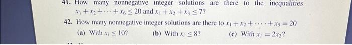 Solved 41. How many nonnegative integer solutions are there | Chegg.com