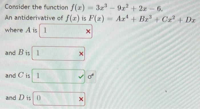 Solved Consider the function f(x)=3x3−9x2+2x−6. An | Chegg.com