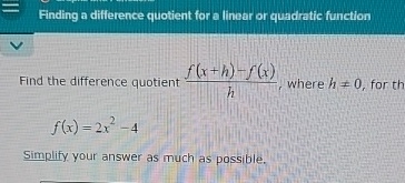 Solved Finding a difference quotient for a linear or | Chegg.com