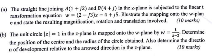 Solved (a) The straight line joining A(1+j2) and B(4+j) in | Chegg.com