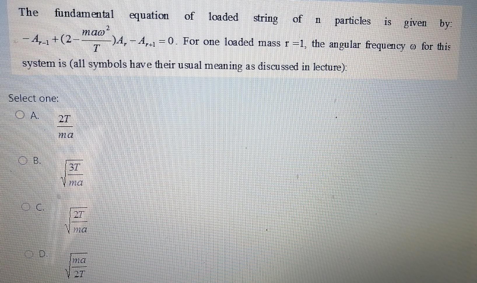 Solved The il fundamental equation of loaded string of | Chegg.com