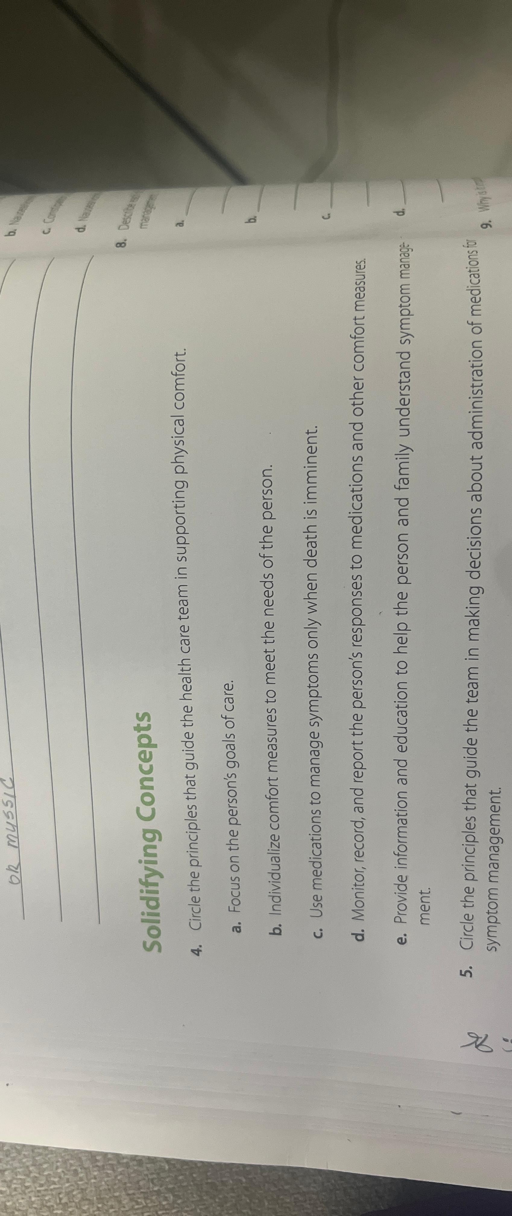 Solved Solidifying Concepts4. ﻿Circle the principles that | Chegg.com