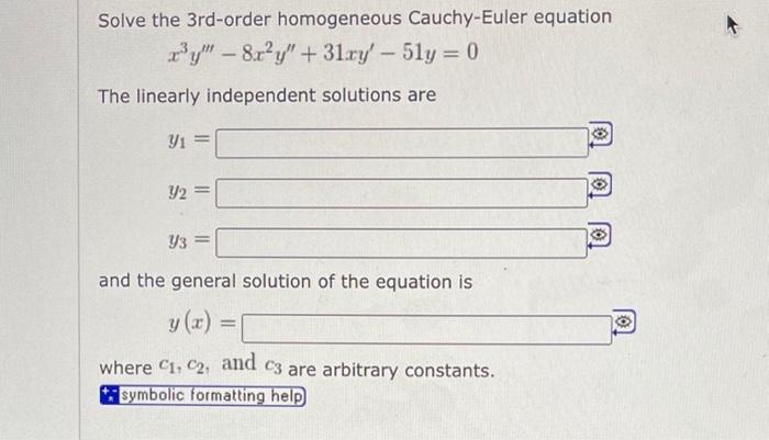 Solved Solve the 3rd-order homogeneous Cauchy-Euler equation | Chegg.com