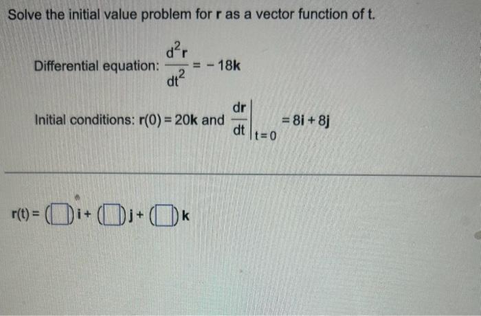 Solved Solve the following initial value problem for r as a | Chegg.com