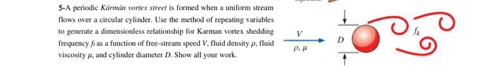 Solved 5-A periodic Kármán vortex streer is formed when a | Chegg.com