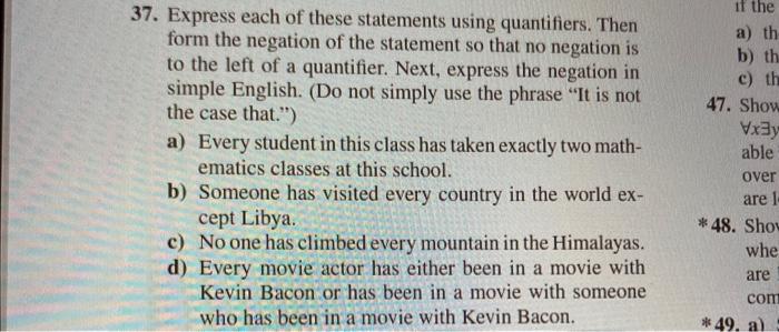 Solved 37. Express each of these statements using | Chegg.com