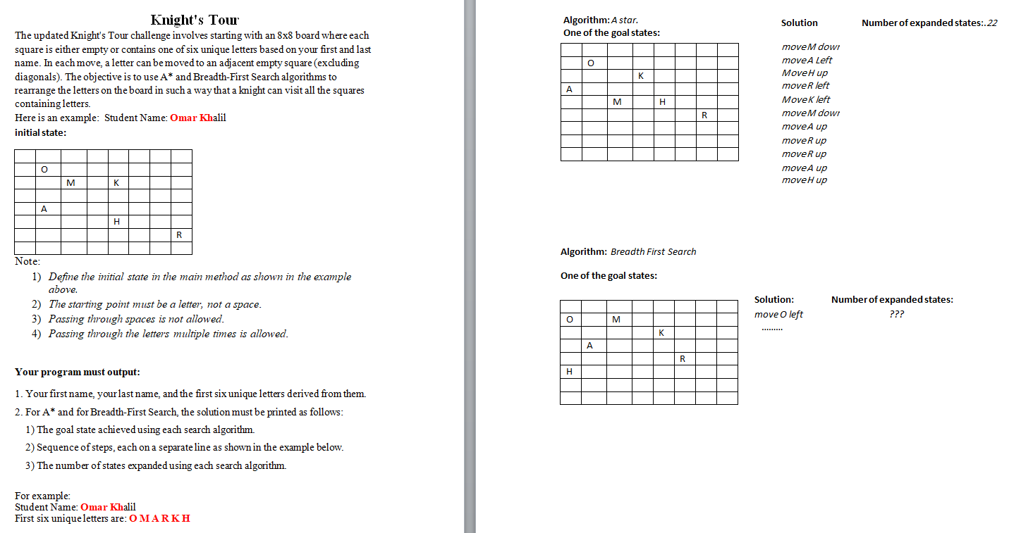Solved Knight's TourThe updated Knight's Tour challenge | Chegg.com