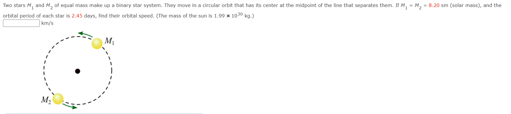 Solved Two stars M1 ﻿and M2 ﻿of equal mass make up a binary | Chegg.com
