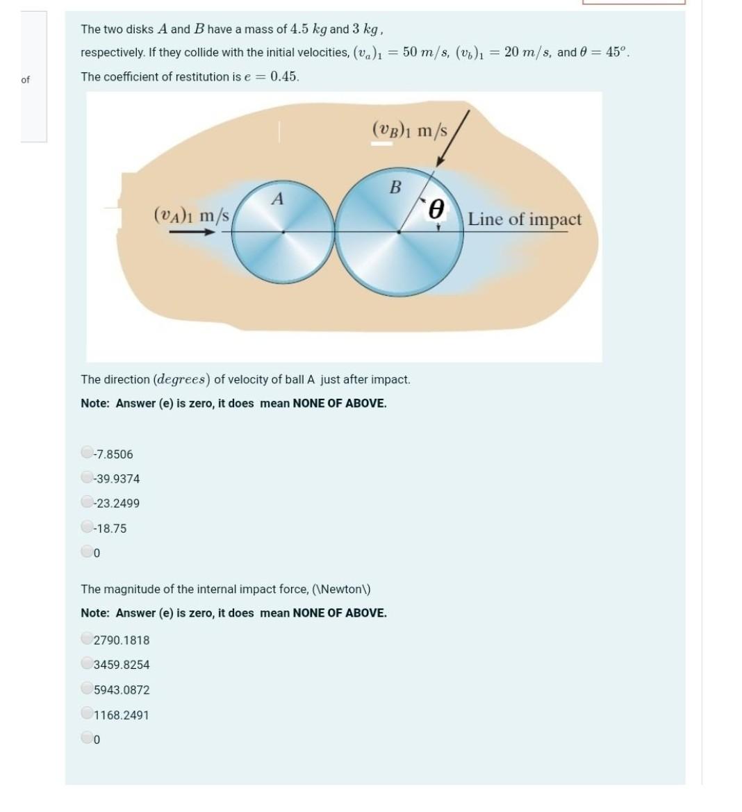 Solved of The two disks A and B have a mass of 4.5 kg and 3 | Chegg.com