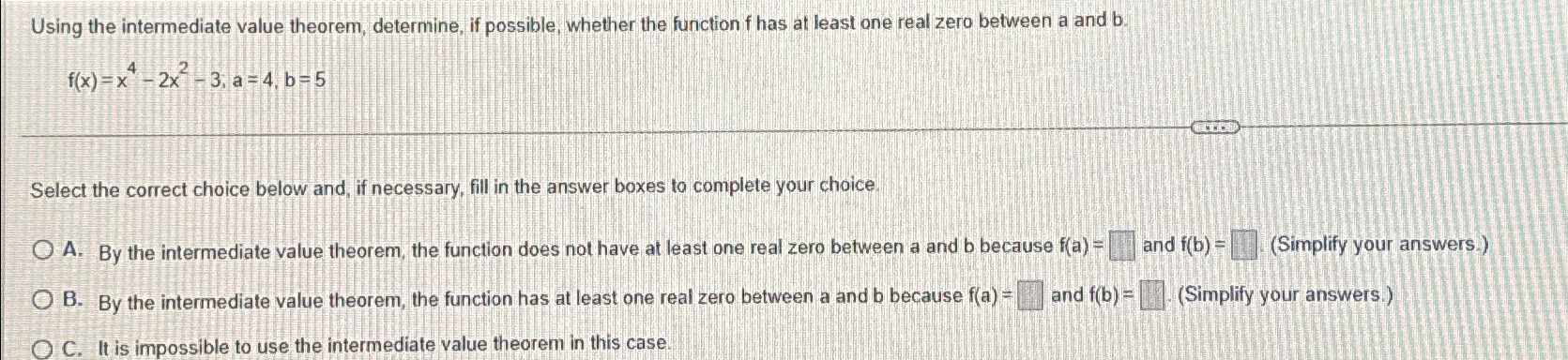 Solved Using the intermediate value theorem, determine, if | Chegg.com