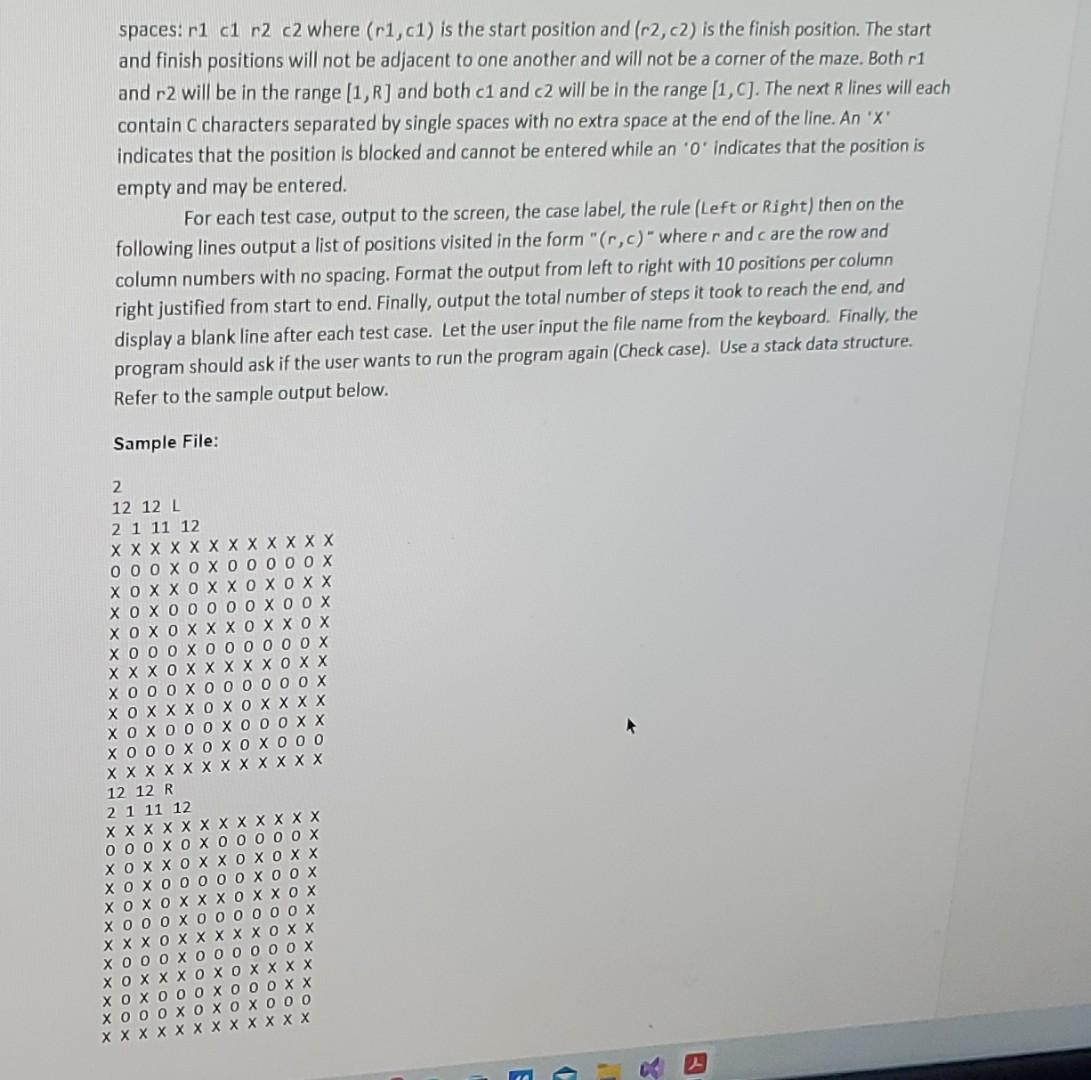 Solved spaces: r1c1r2c2 where (r1,c1) is the start position | Chegg.com