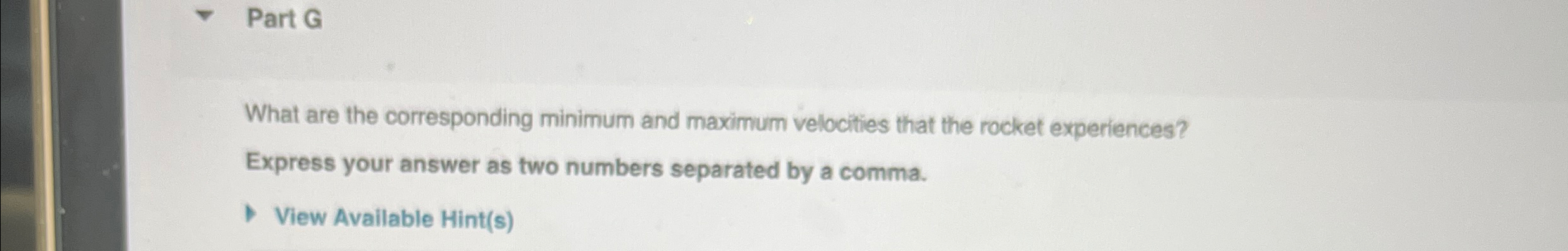 Part GWhat are the corresponding minimum and maximum | Chegg.com