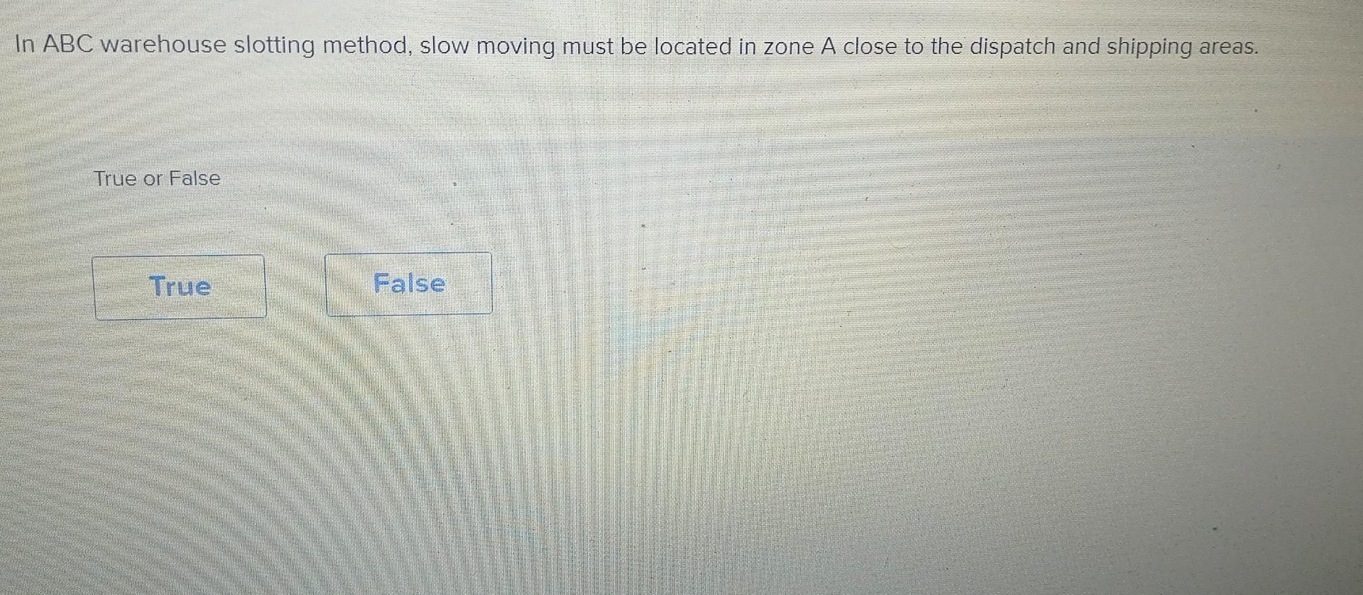 Solved In ABC warehouse slotting method, slow moving must be | Chegg.com