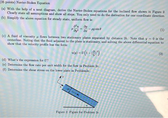 Solved (35 points) Navier-Stokes Equation (a) With the help | Chegg.com