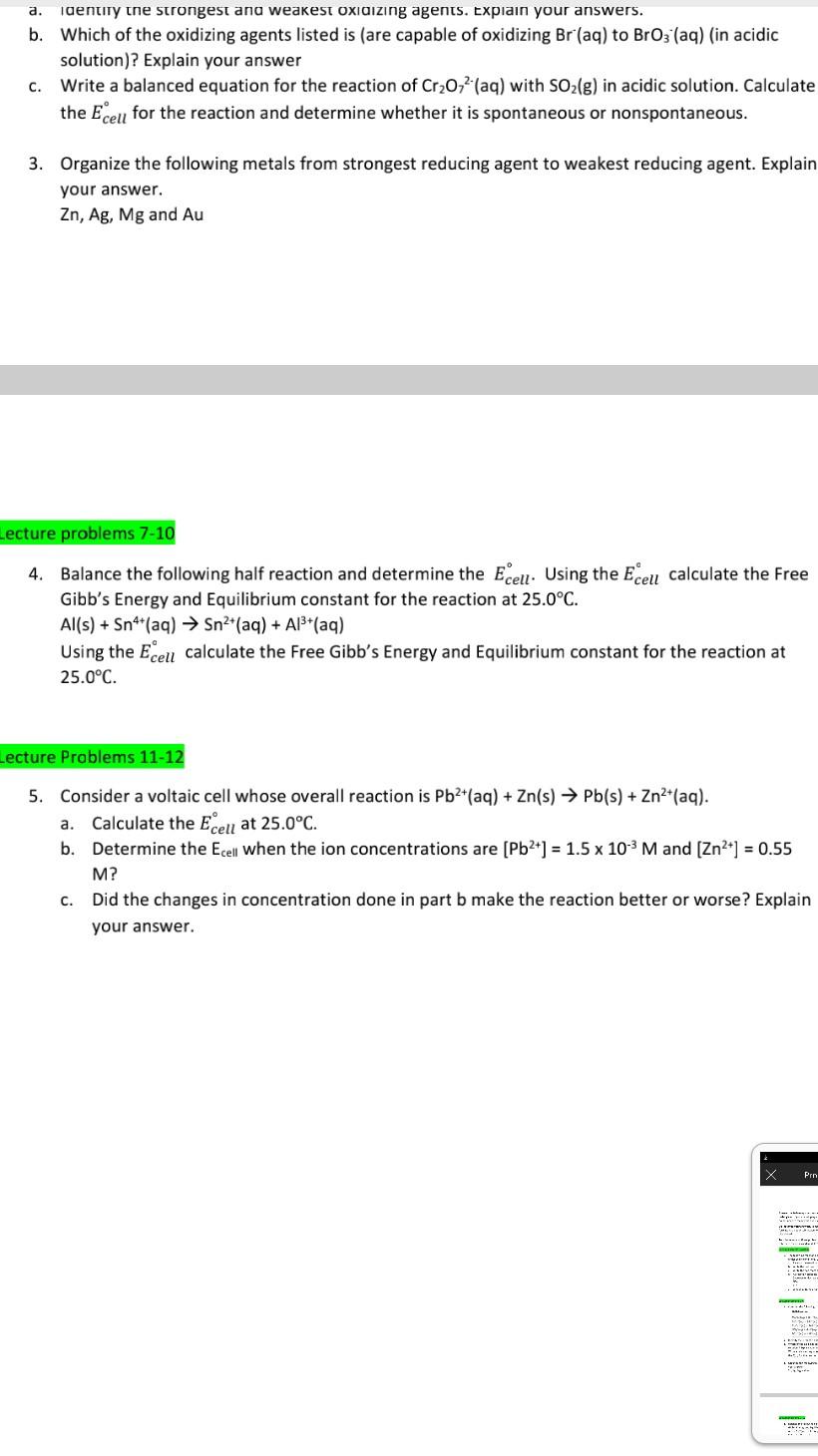 Solved Problem Set 12 Answer the following questions on a | Chegg.com
