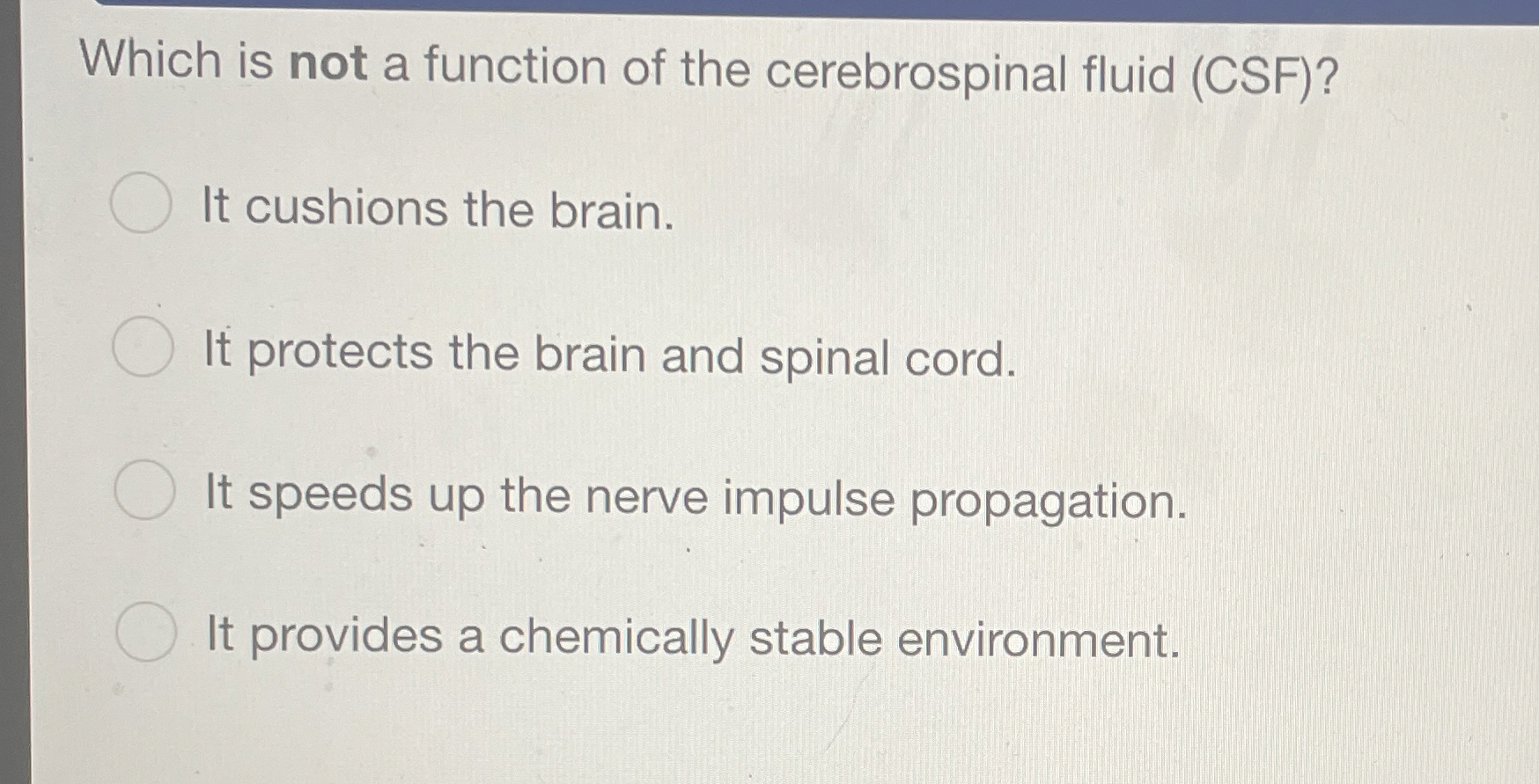 Solved Which is not a function of the cerebrospinal fluid | Chegg.com
