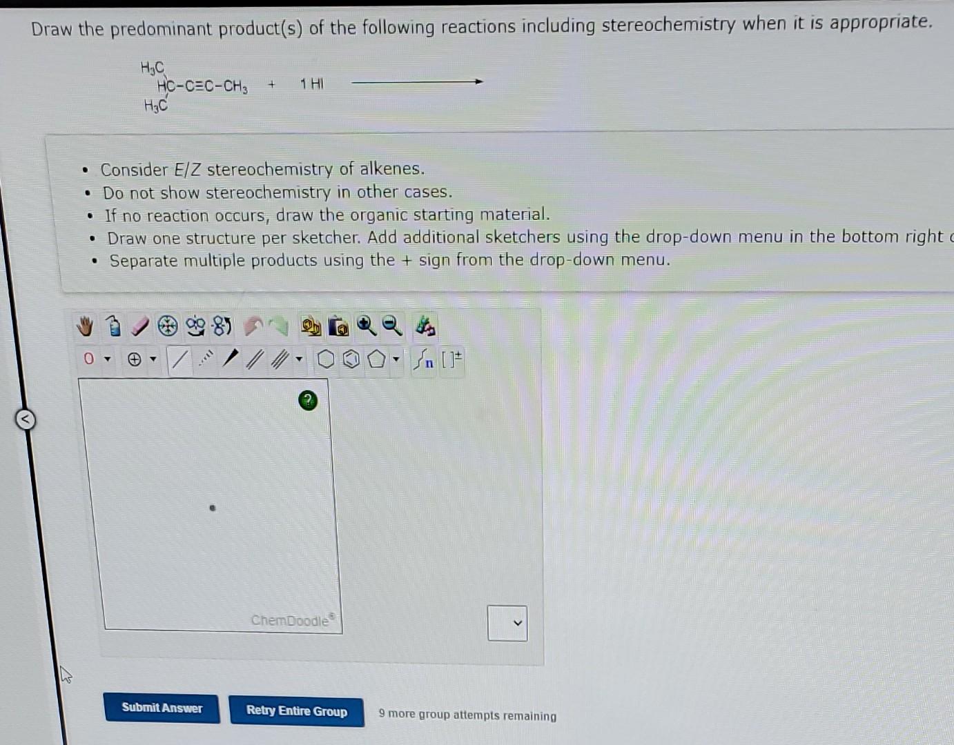 Solved Draw the predominant product(s) of the following | Chegg.com