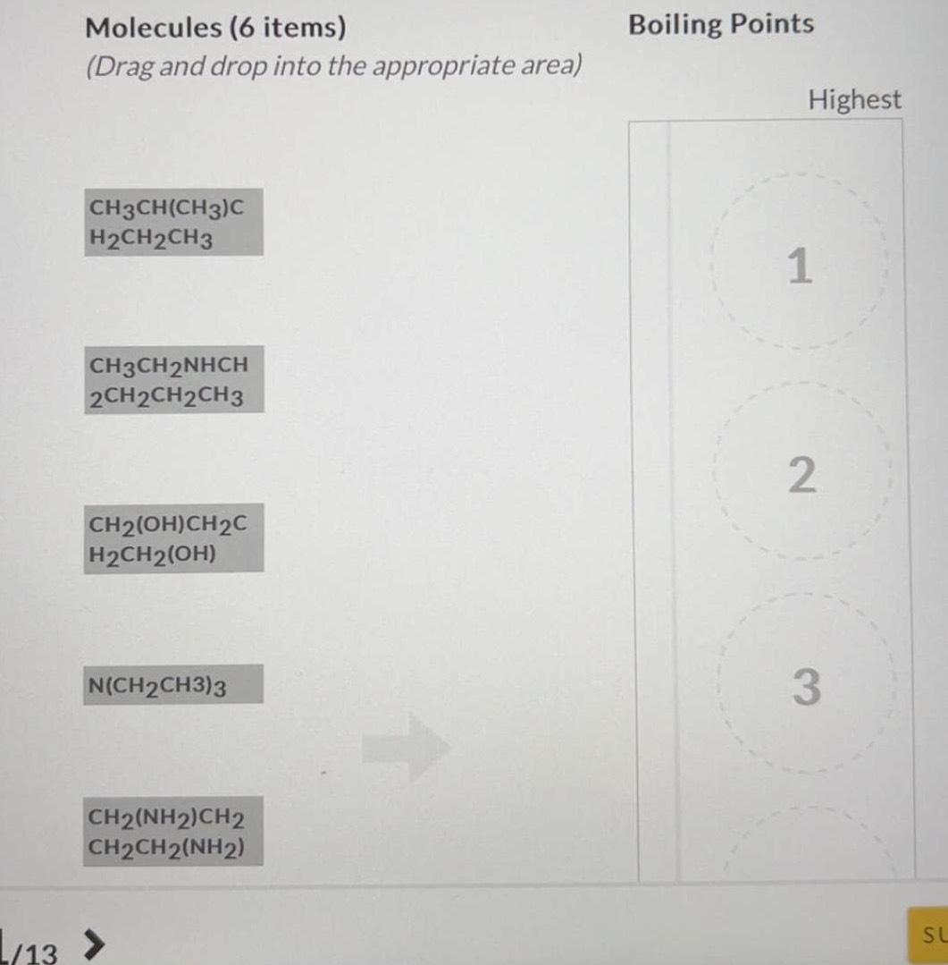 Solved Molecules (6 ﻿items)Boiling Points(Drag and drop into | Chegg.com